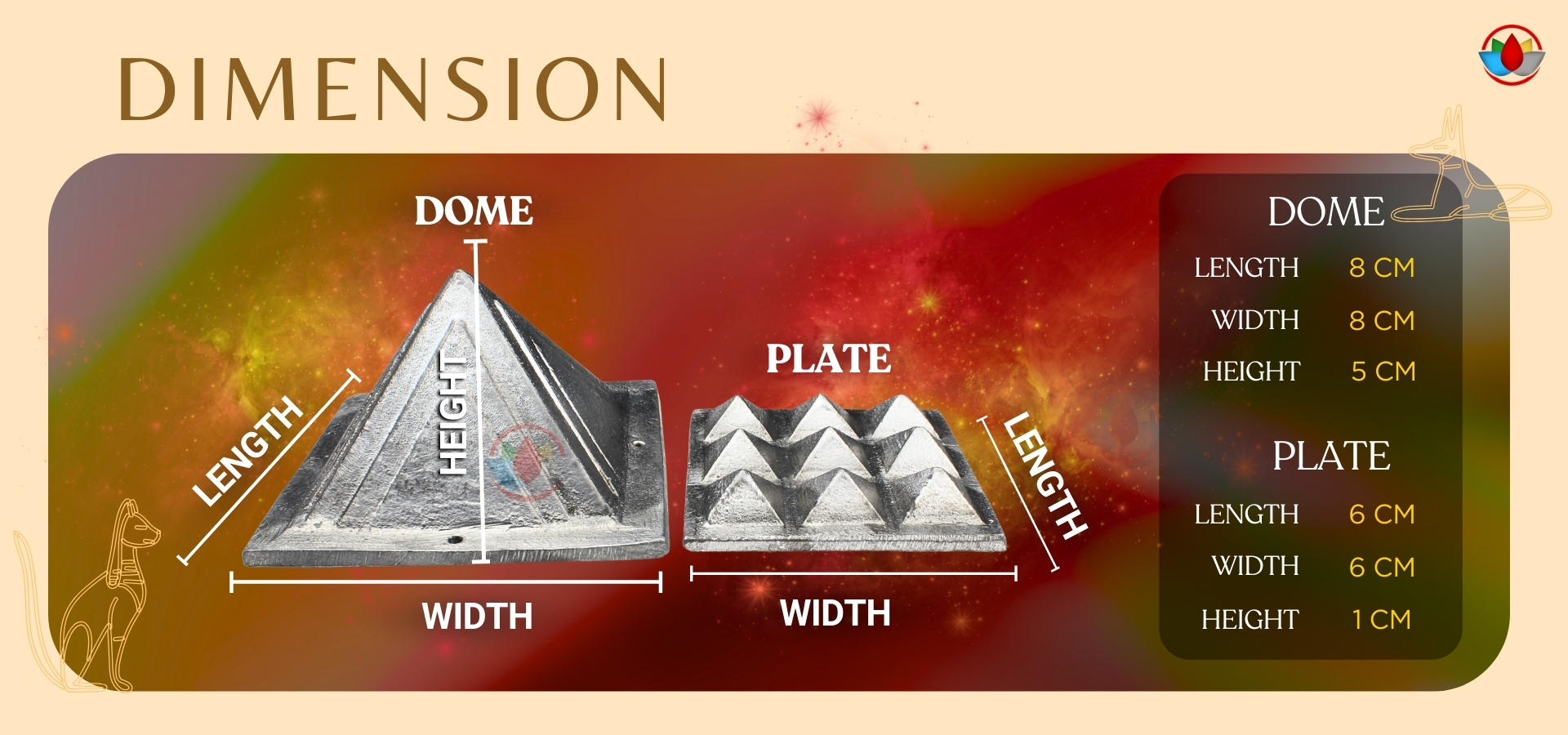 Vastu Copper Pyramid with Base Vastu Pyramid Plate - Remedywala