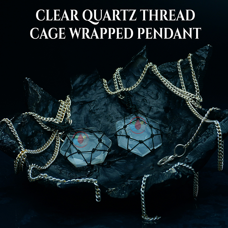 Clear Quartz Thread Cage Wrapped Pendant - Remedywala