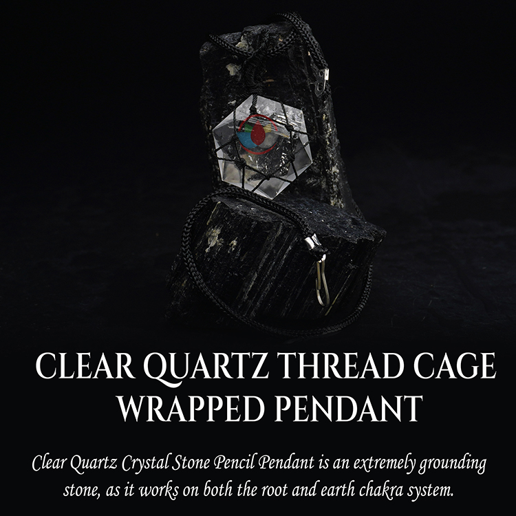 Clear Quartz Thread Cage Wrapped Pendant - Remedywala