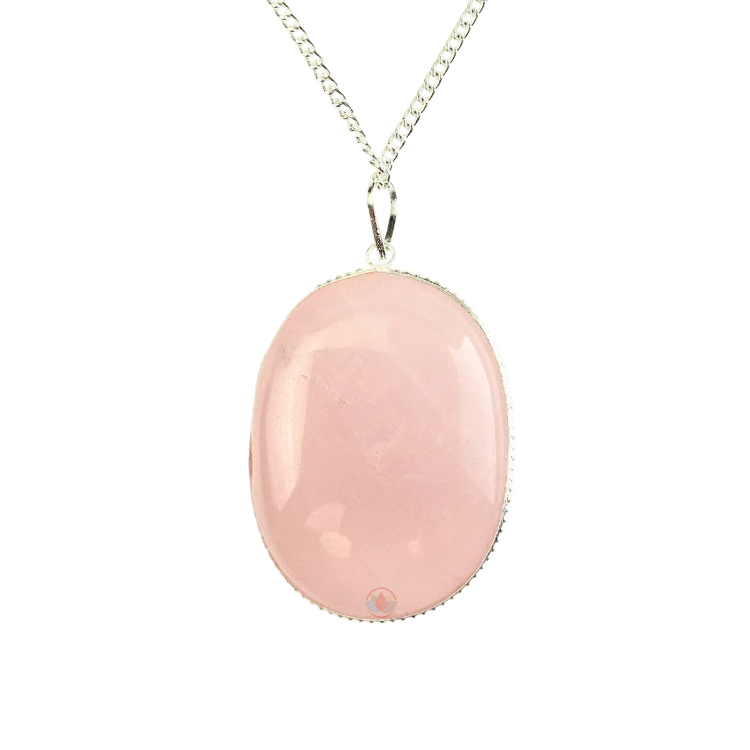 Rose Quartz Oval Shape Frame Pendant stone of unconditional love